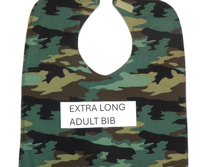EXTRA LONG Adult Bib Special Needs Bib Camo Bib Senior Gift for Elderly ...