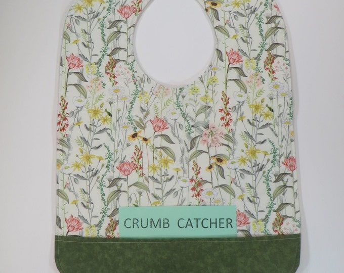 Adult Crumb Catcher Women Adult Bibs for Women Flower Grandma Gift ...