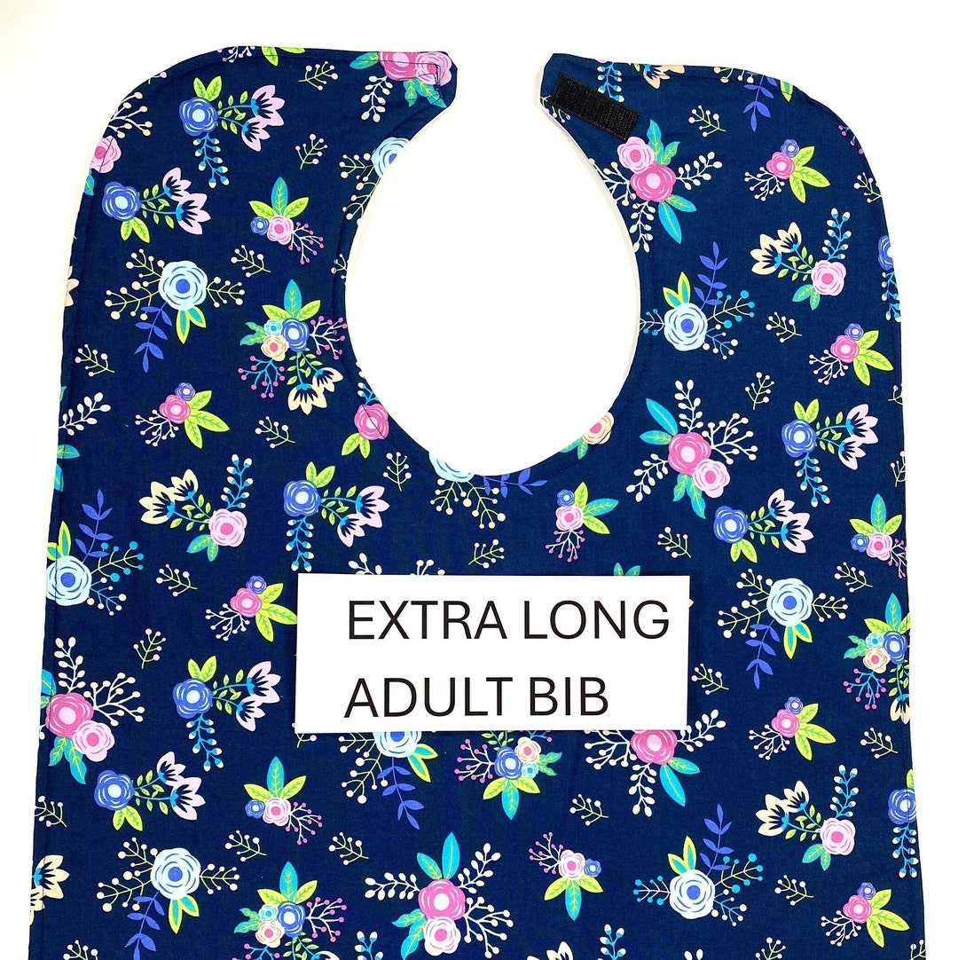 Womens EXTRA LONG Adult Bib Women Bibs Special Needs Bib Flowers Senior ...