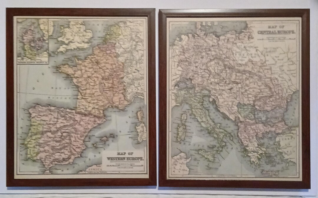 Antique Framed Pair of 1905 Maps of Western and Central Europe - Etsy