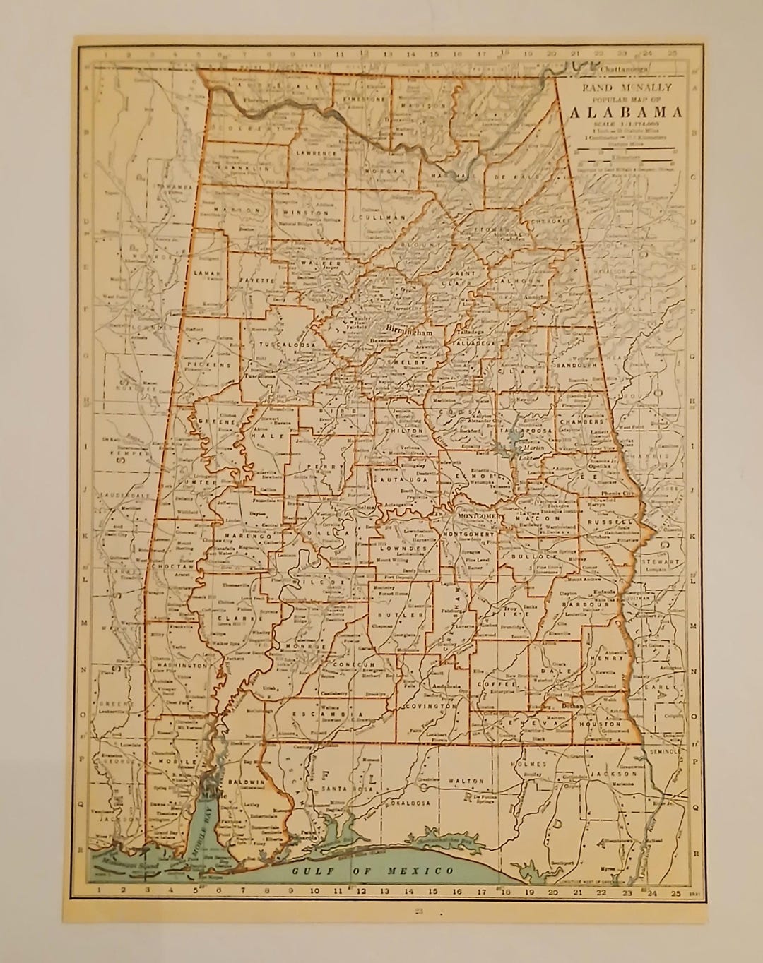 Vintage Great Depression Era 1932 Map of the State of Alabama - Etsy