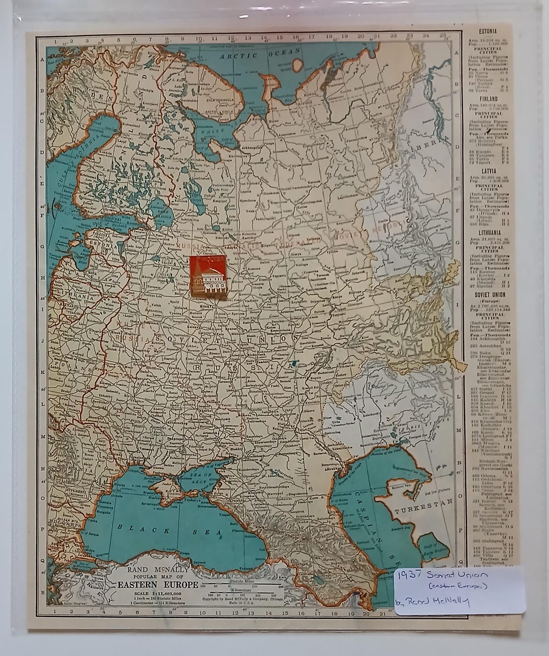 WWII Era 1937 Map of Stalin's Soviet Union/eastern Europe and Official ...