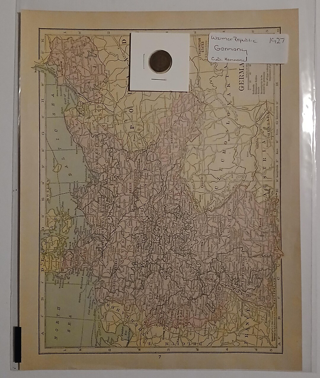 Vintage Weimar Republic 1927 Map of Germany and a 1927E Reichspfennig ...