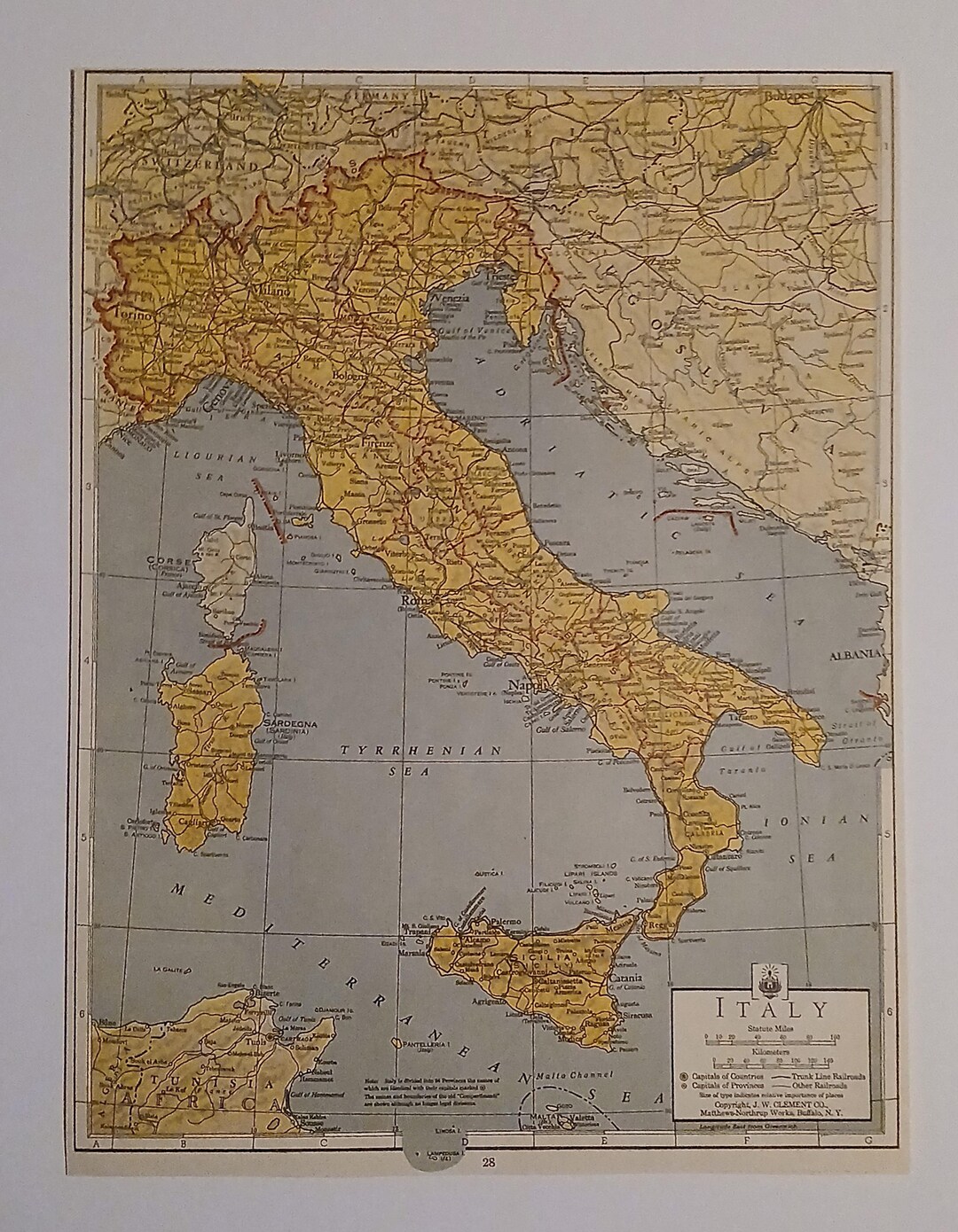 Vintage WWII Era 1943 Map of Italy Under Benito Mussolini - Etsy