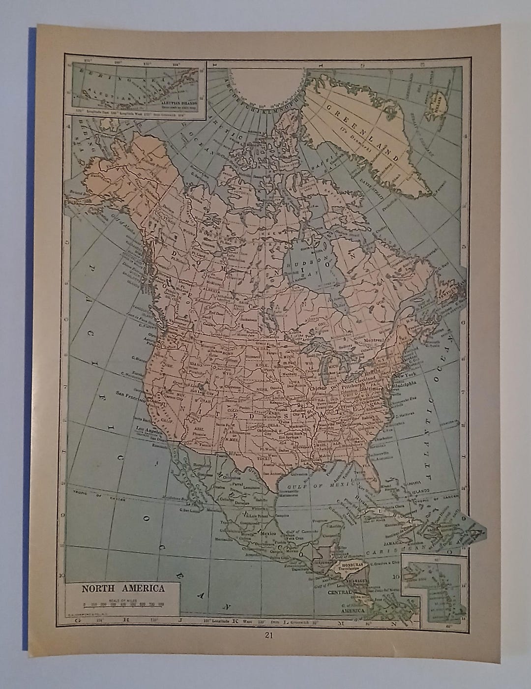 Vintage 1927 Map of North America During "the Roaring 20's'' - Etsy