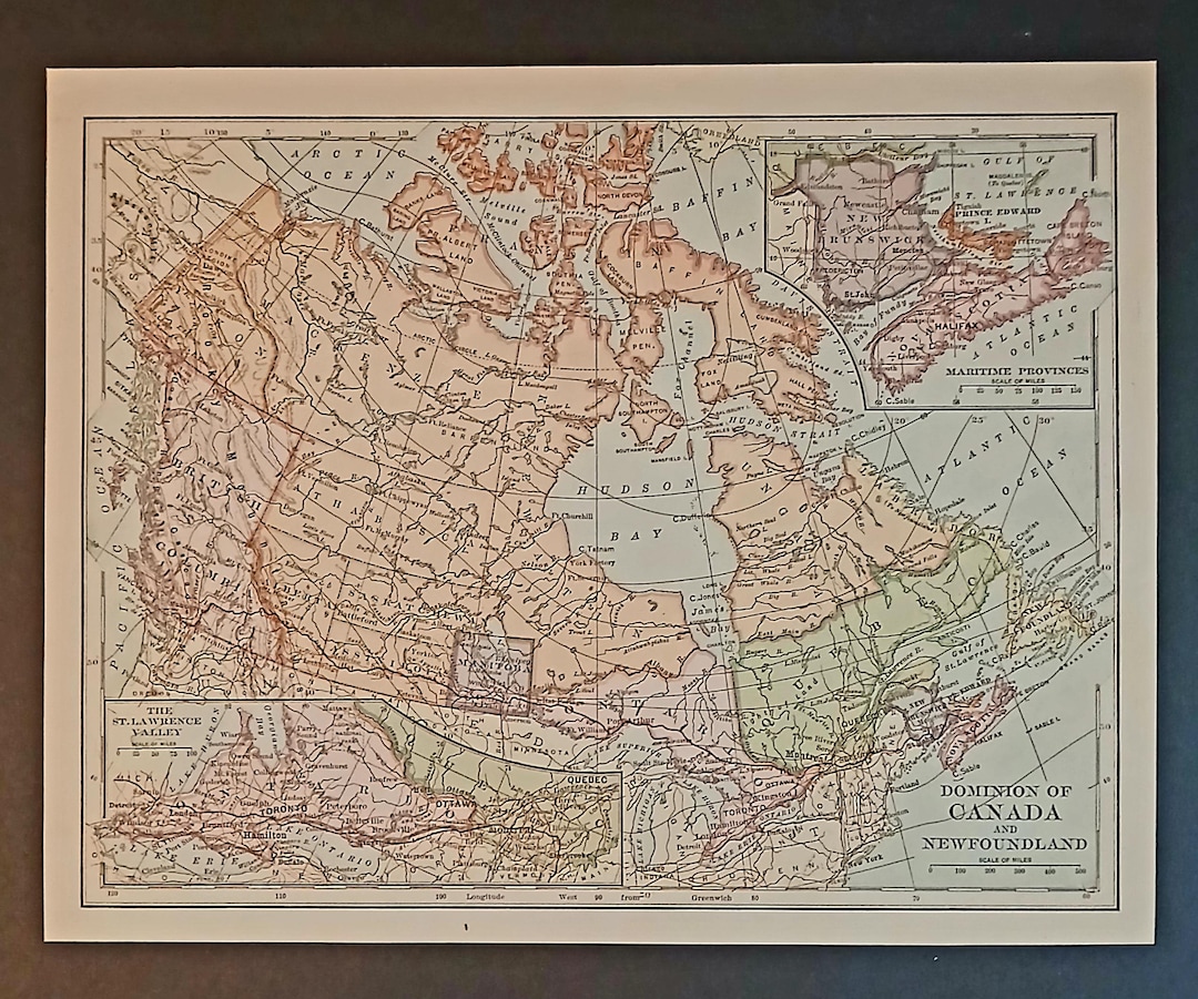 Antique 1905 Map of Canada: Dominion Era, Monteith Engraving - Etsy