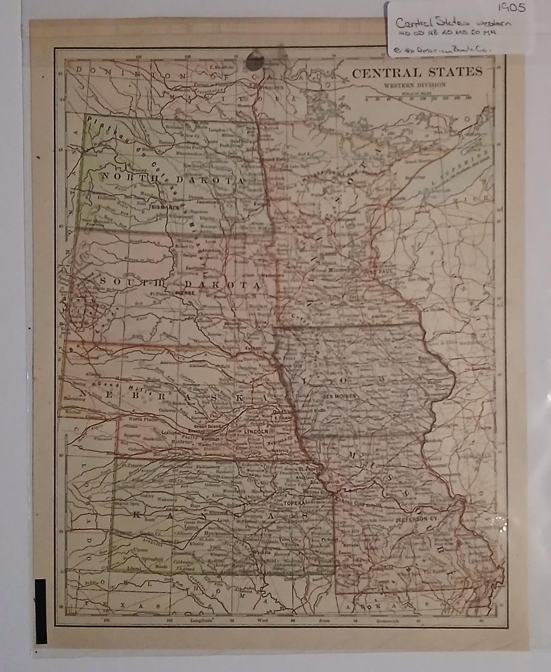 Antique 1905 Map of the Central States, Western Division - Etsy