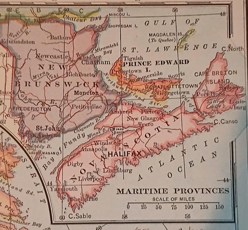 Antique 1905 Map of Canada: Dominion Era, Monteith Engraving - Etsy