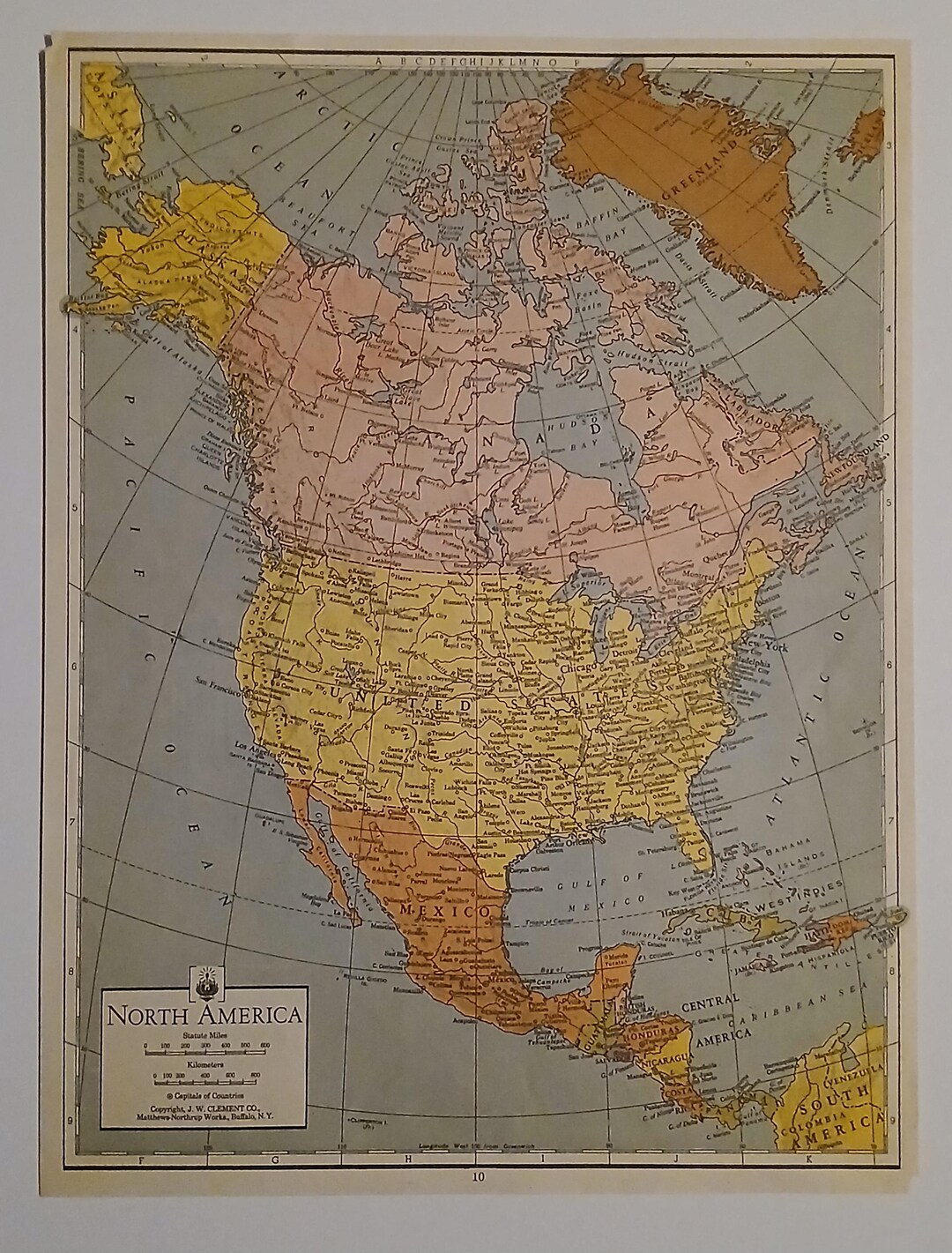 Vintage WWII Era 1943 Map of North America - Etsy