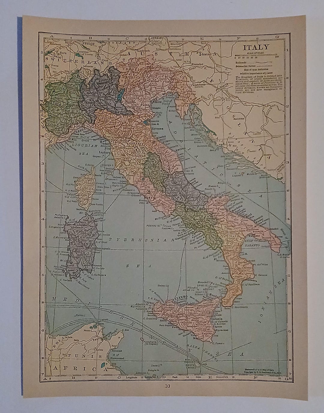 Vintage 1927 Map of Italy; Mussolini Occupies Somalia - Etsy