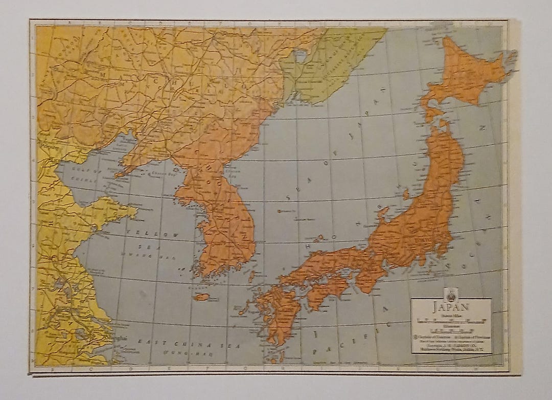 Vintage WWII Era 1943 Map of the Empire of Japan Including Territorial ...