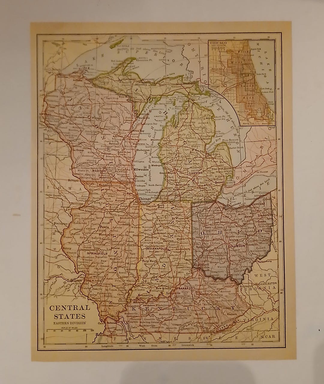 Antique 1905 Map of the Eastern Division of the Central States of ...