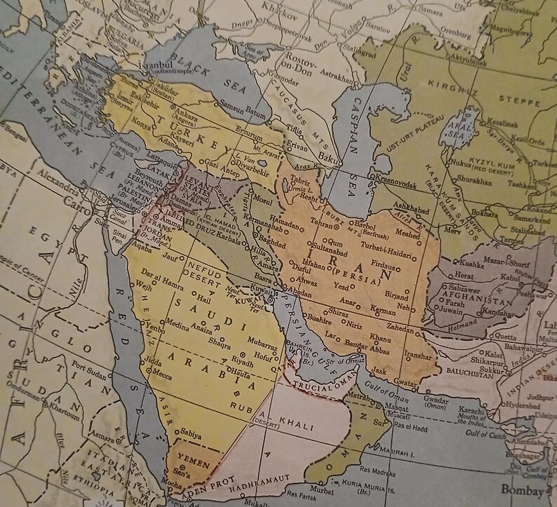Vintage WWII Era 1943 Map of Asia Feat. Soviet Union, China, Japan ...