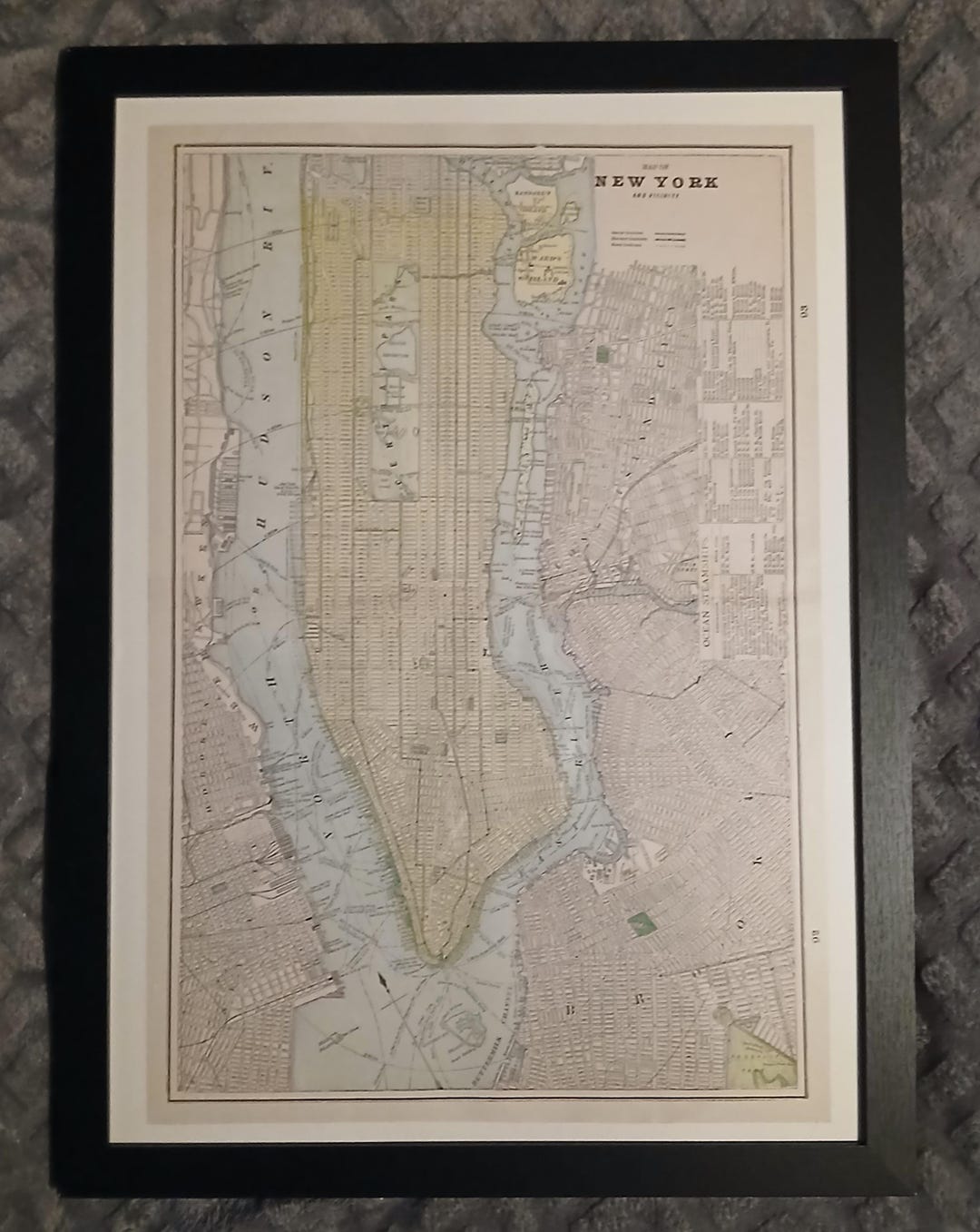 Antique Framed 1898 Map of New York City and Vicinity - Etsy