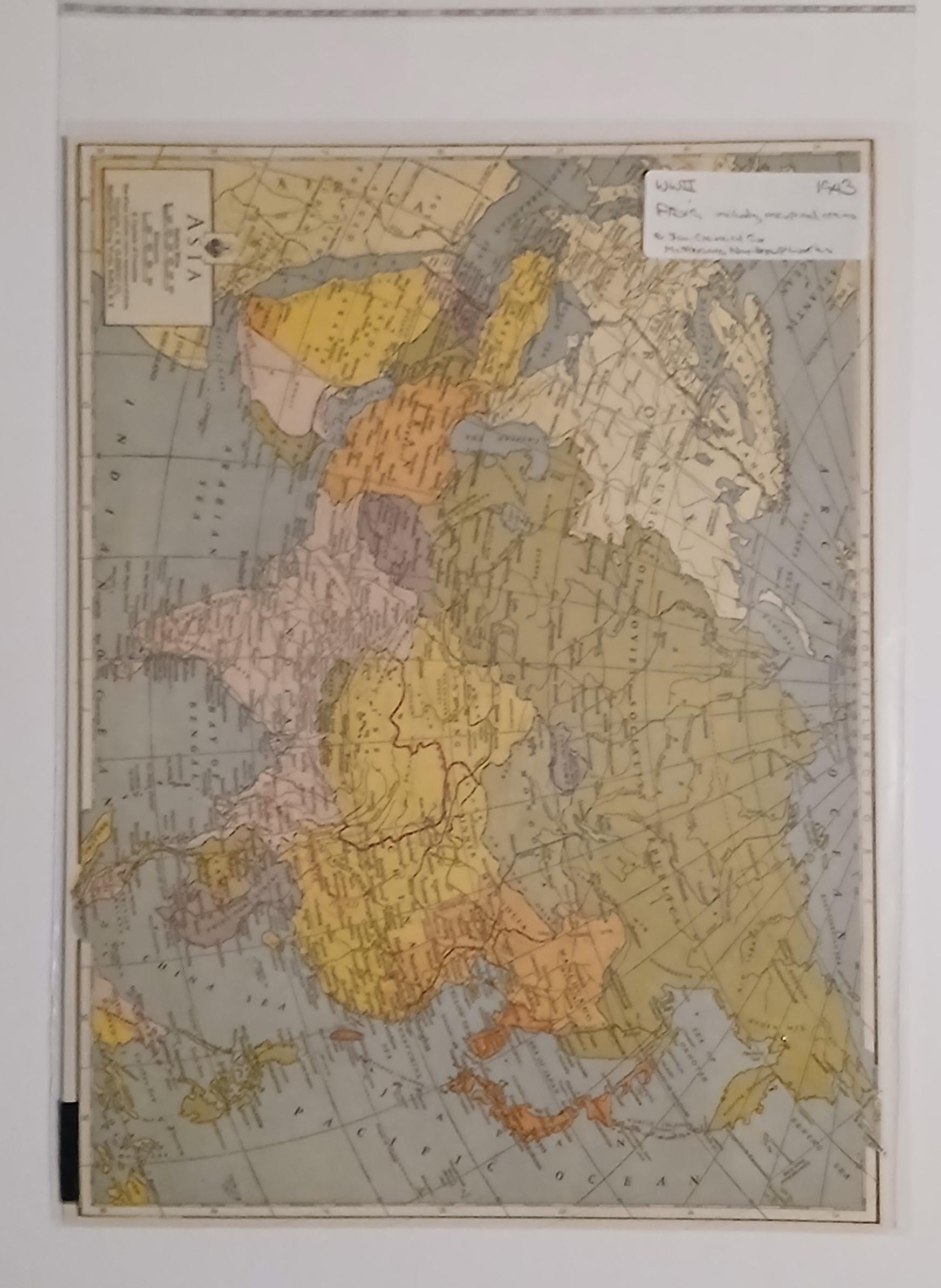 Vintage WWII Era 1943 Map of Asia Feat. Soviet Union, China, Japan ...