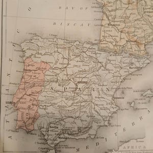 Antique 1887 Hand Colored Map of Western Europe by Cowperthwait & Co ...