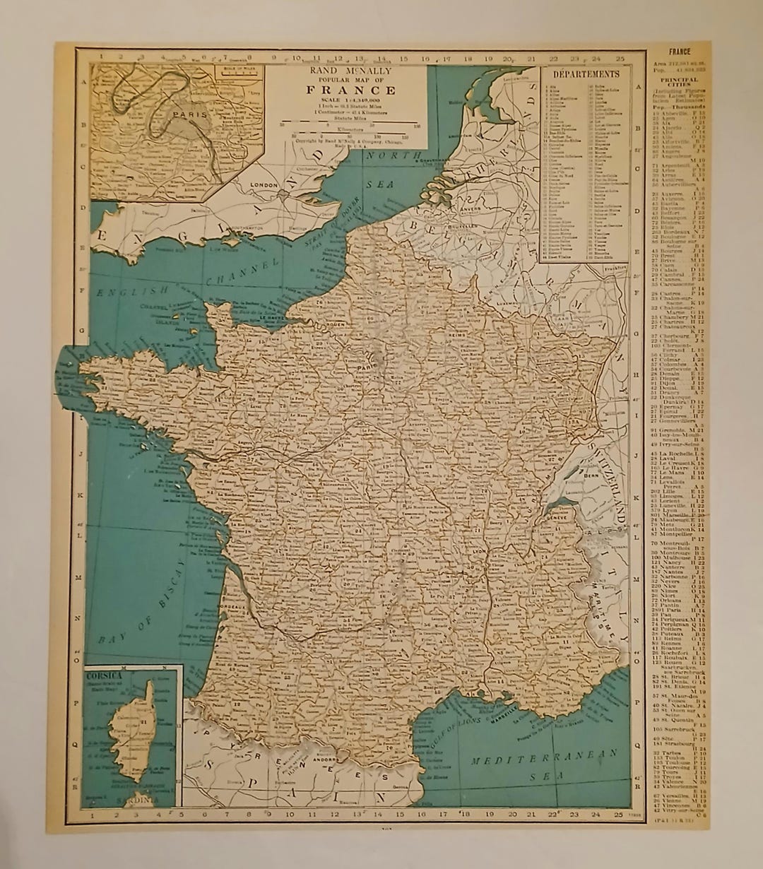 Vintage Pre-wwii 1937 Map of France Under Leon Blum Before the German ...