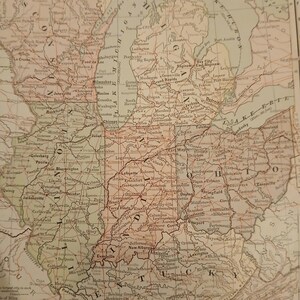 Antique 1881 Pair of Maps of the Central States, Eastern and Western by ...