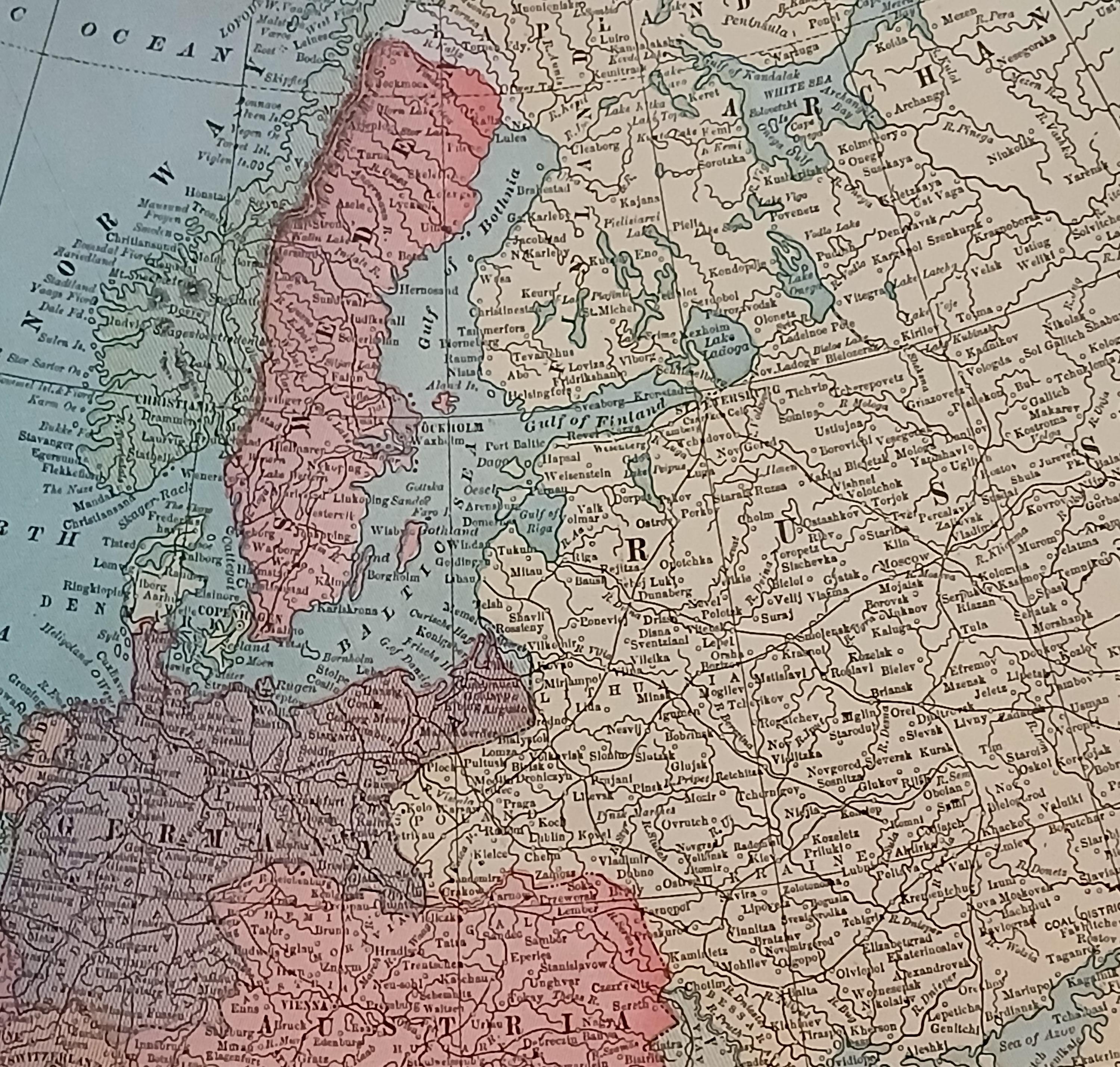 Antique 1898 Framed Map of Europe - Etsy