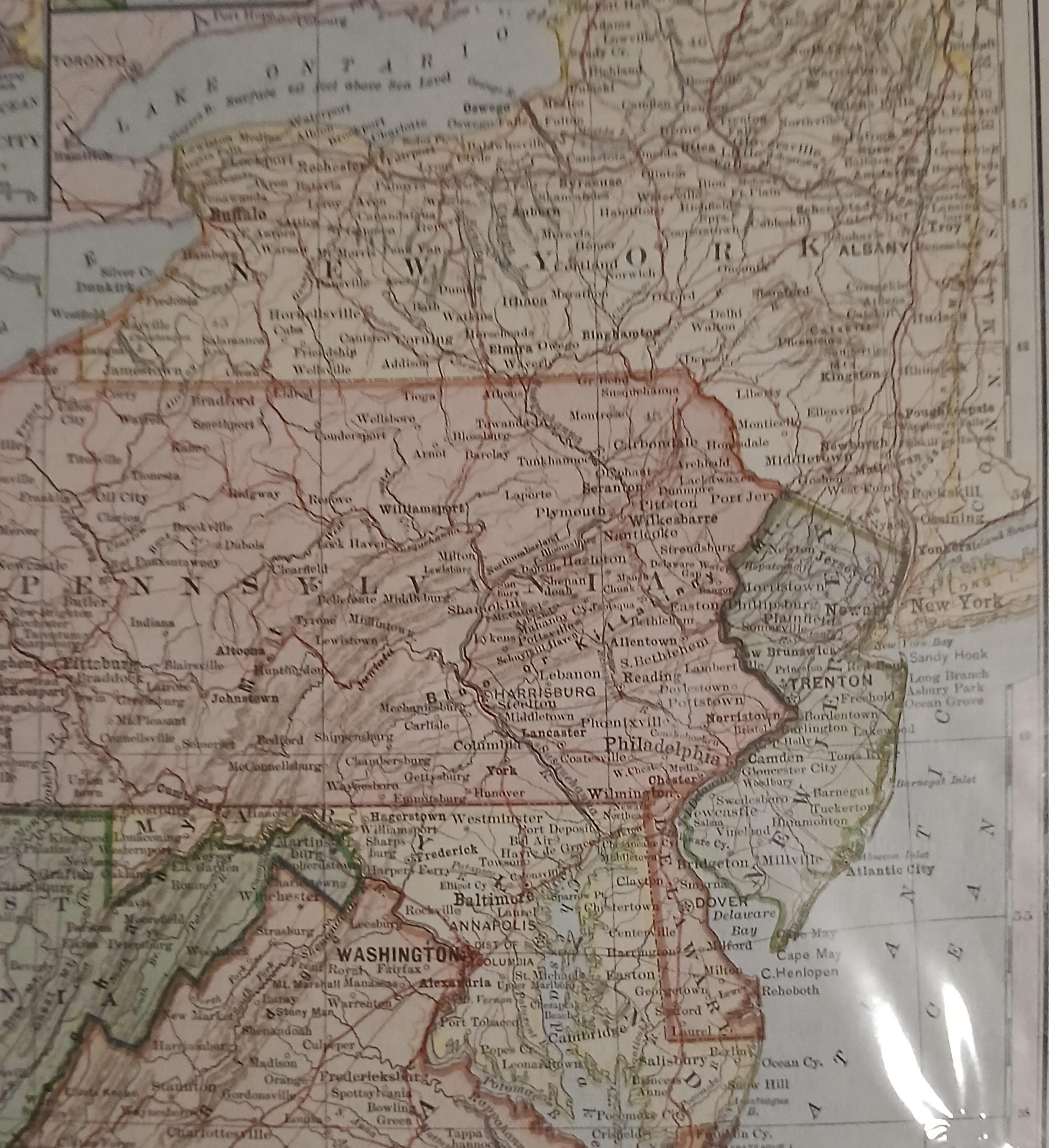 Antique 1905 Map of the Middle Atlantic States - Etsy