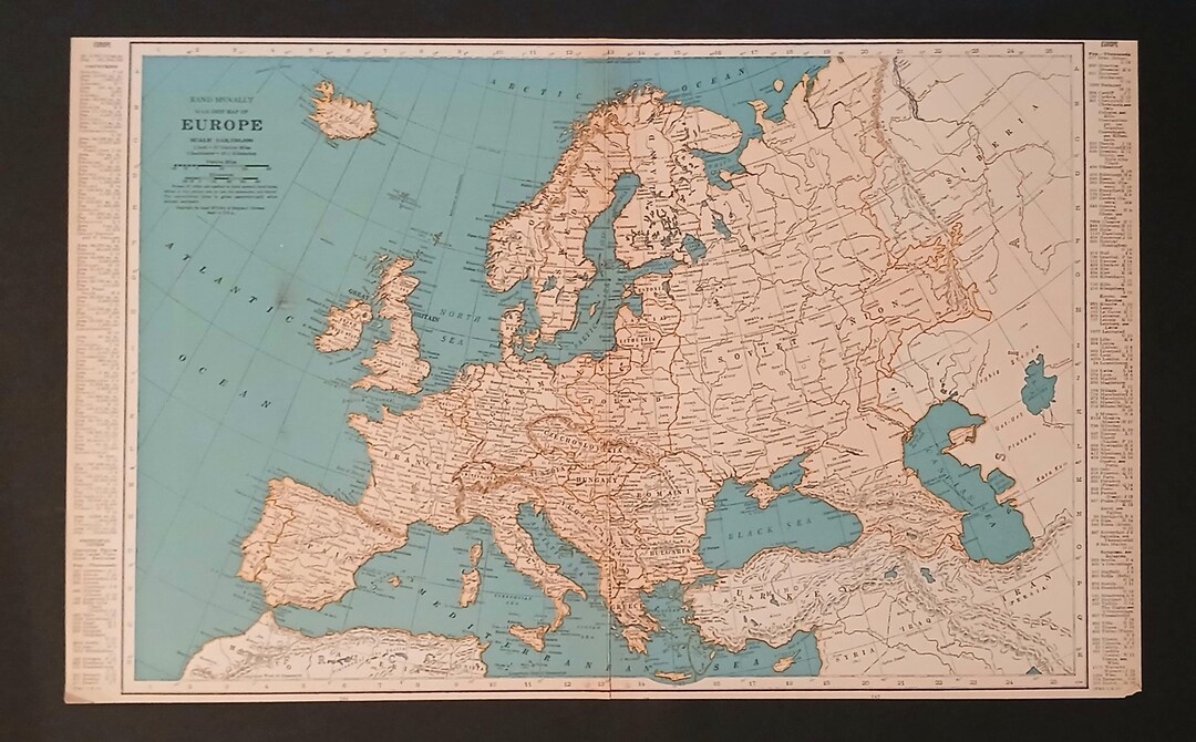 Vintage WWII Era 1937 Map of Europe by Rand Mcnally - Etsy
