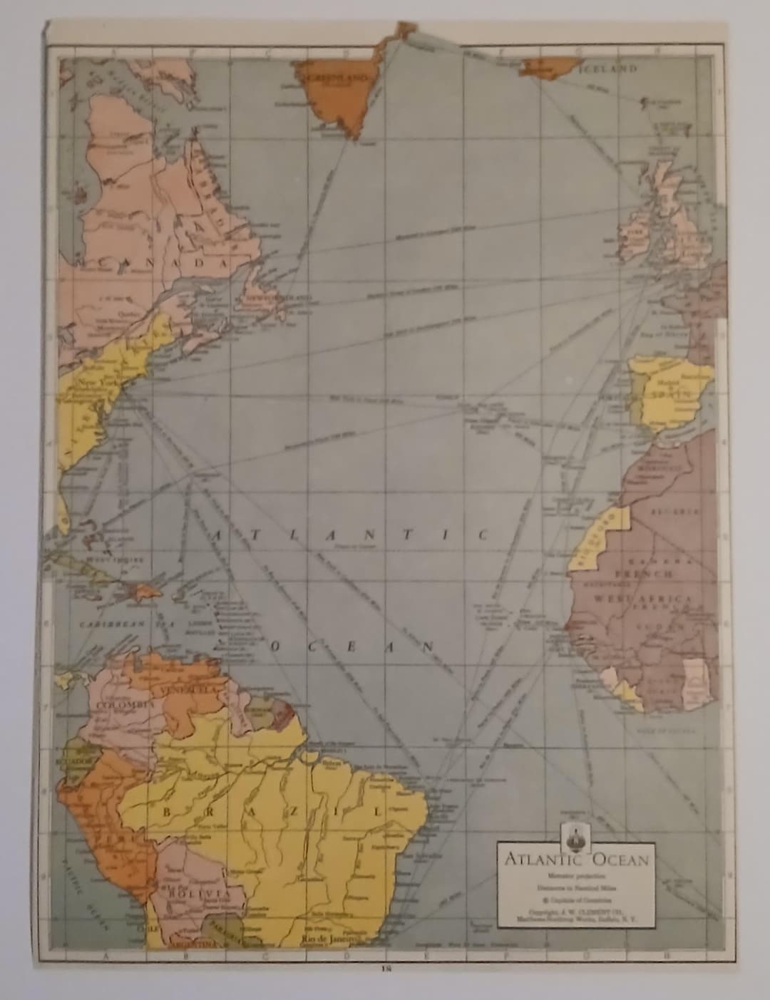 Vintage WWII Era 1943 Map of Atlantic Ocean Mercator Projections - Etsy