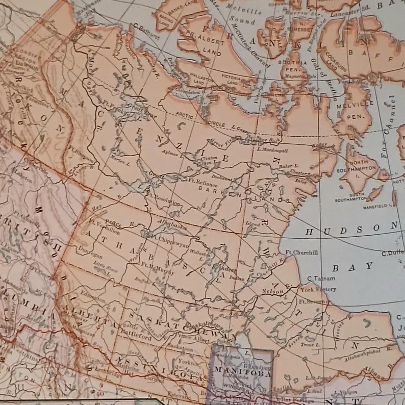 Antique 1905 Map of Canada: Dominion Era, Monteith Engraving - Etsy