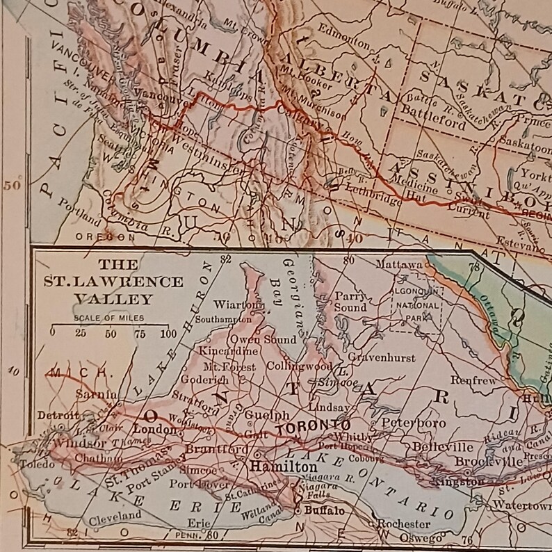 Antique 1905 Map of Canada: Dominion Era, Monteith Engraving - Etsy