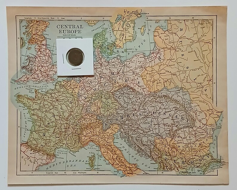 Pre-wwi 1912 Map of Central Europe German and Austro-hungarian Empires W/1912a German 2 ...