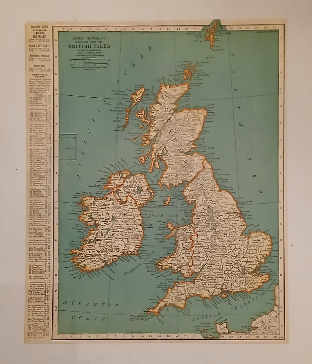 Vintage 1938 Map of Great Britain at the Start of WWII - Etsy