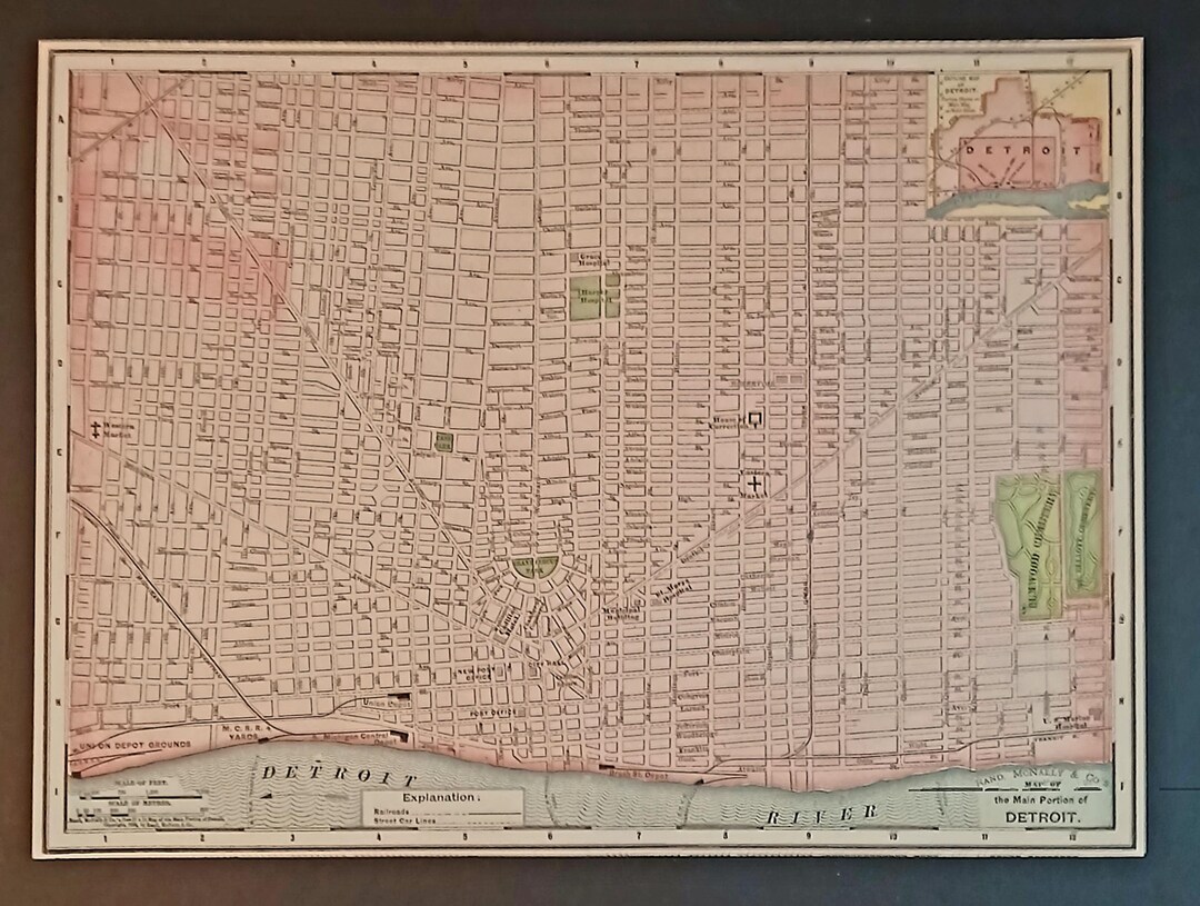 Antique 1905 Map of the City of Detroit, Michigan by Rand Mcnally - Etsy