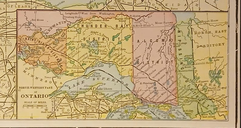Antique 1898 Map of Ontario, Dominion of Canada - Etsy