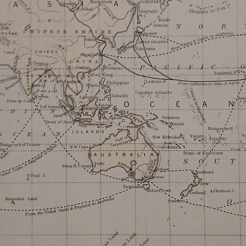 Antique Hand Colored 1879 Commercial Map of the World - Etsy
