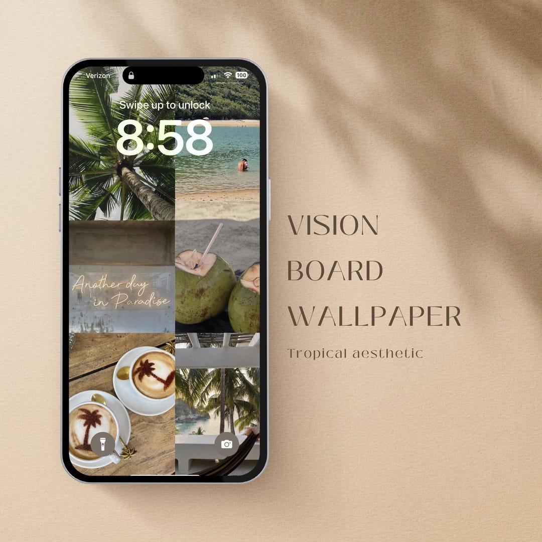 Tropical Wallpaper iPhone Vision Board - Island Paradise Aesthetic ...