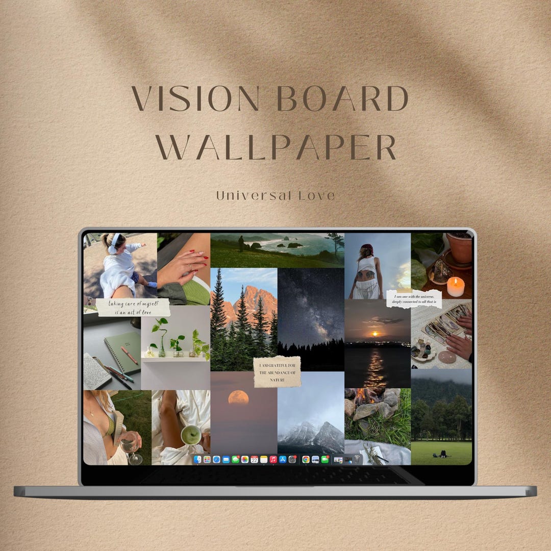 Universal Love Vision Board 2025 Laptop Wallpaper Self Growth Journey ...