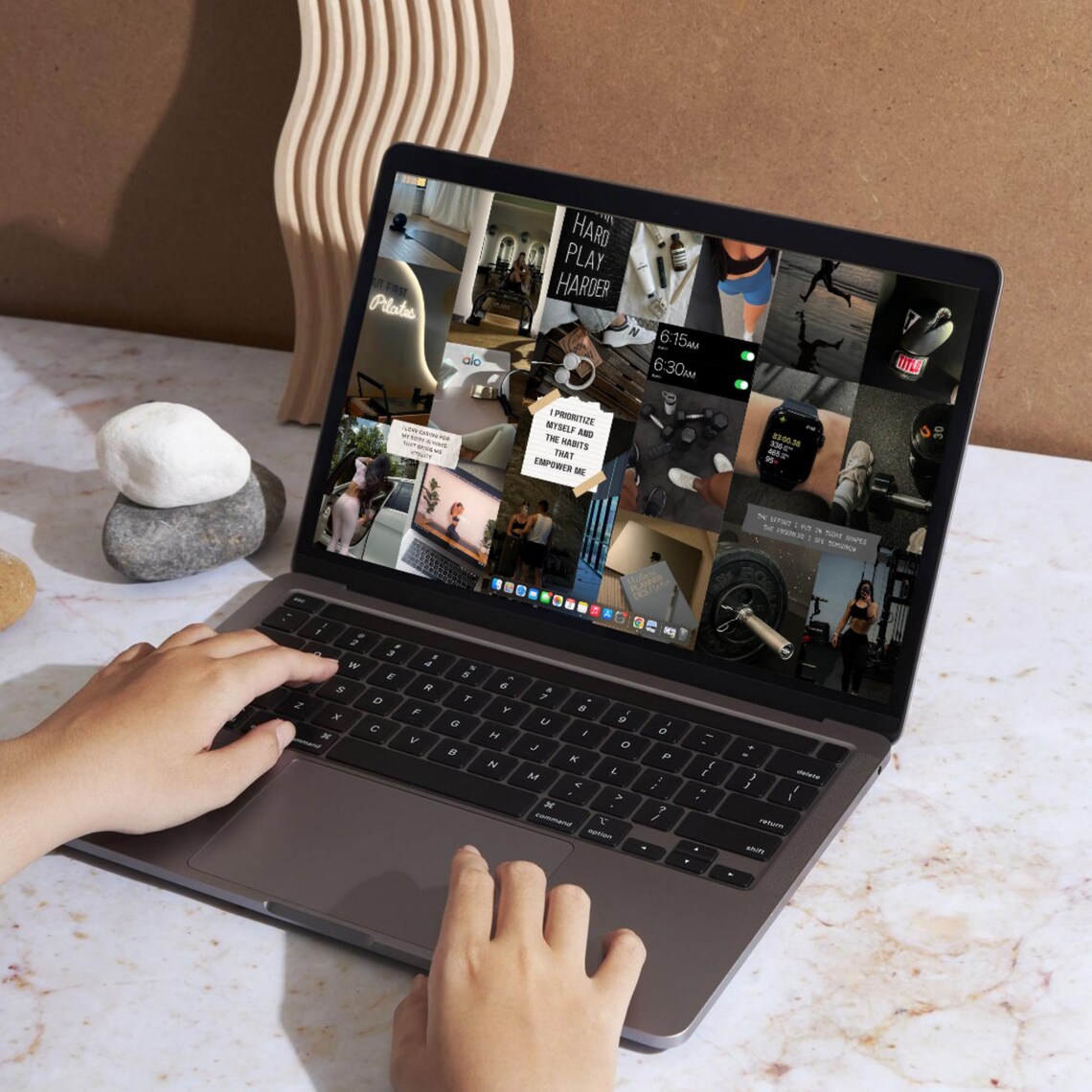 Active Lifestyle Vision Board Laptop - 2025 Fitness Goals Wallpaper for ...