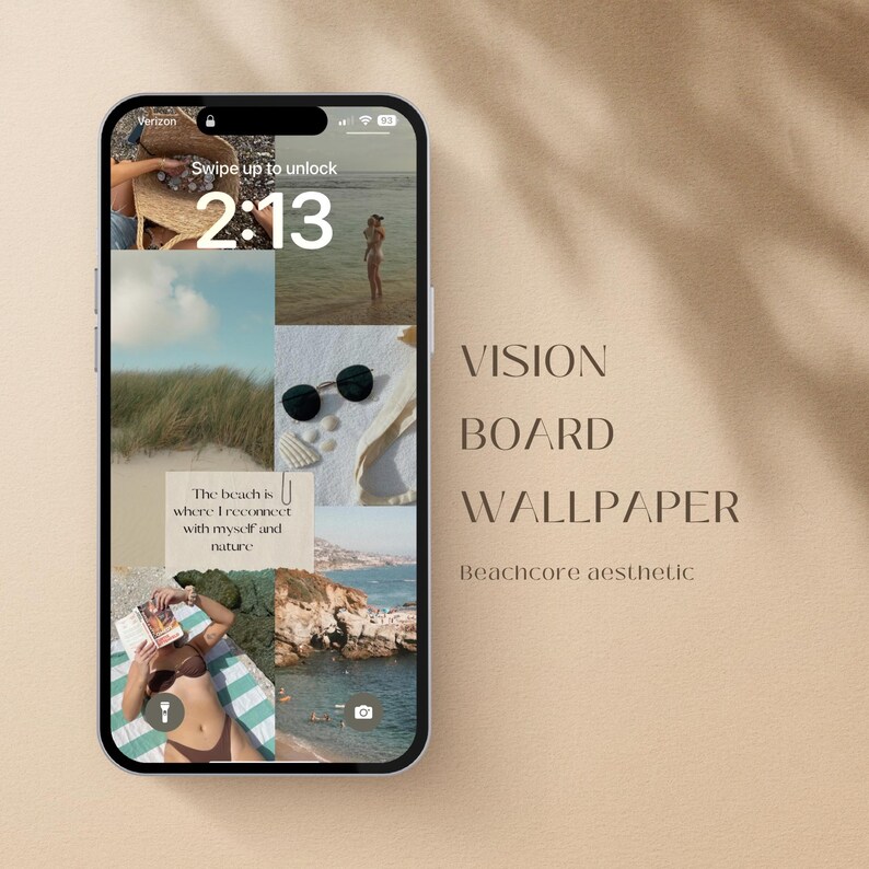 Beachcore Vision Board for Phone Wallpaper Ocean Aesthetic Mood Board Nature Inspired iPhone ...