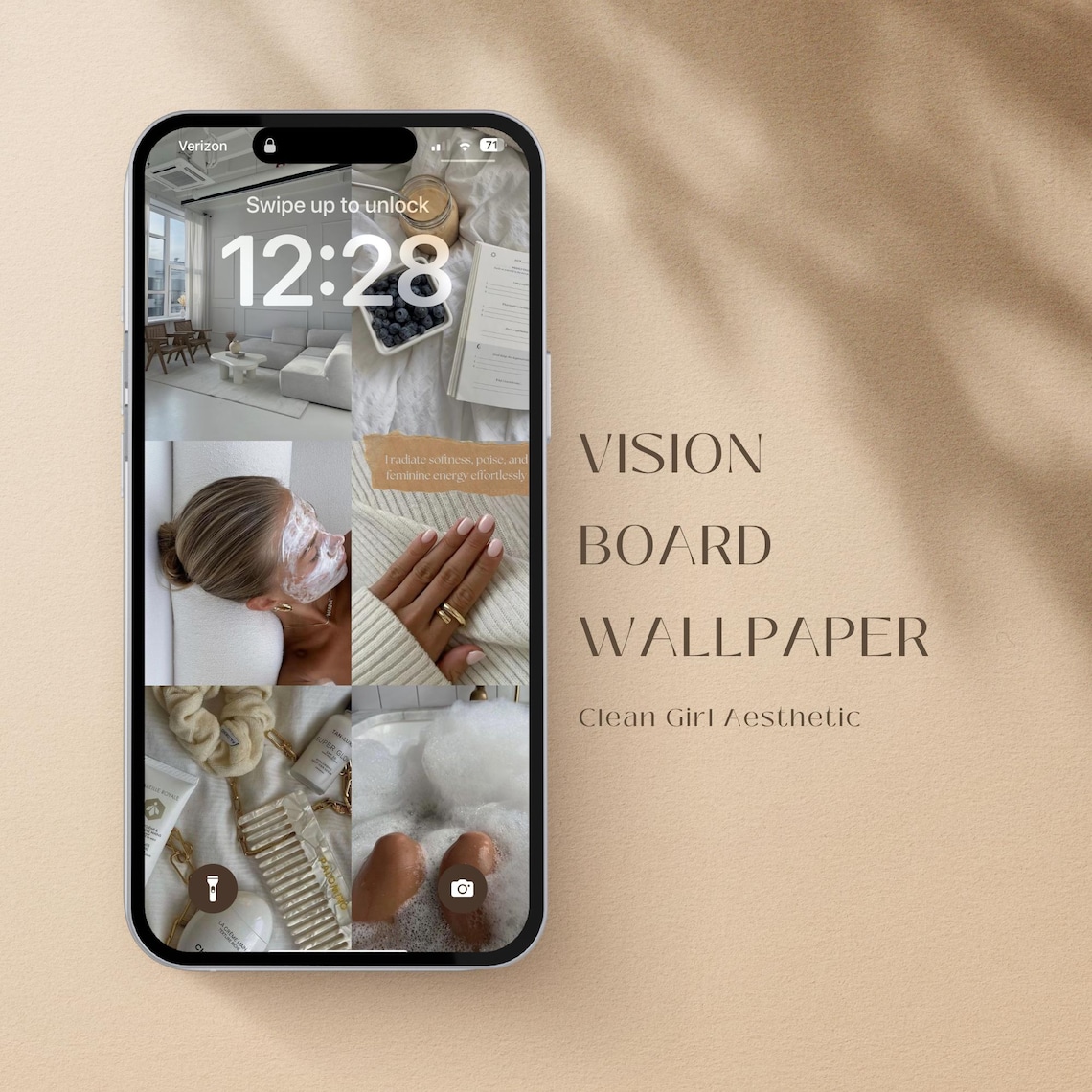 Clean Girl Aesthetic Vision Board - Minimal iPhone Wallpaper - Feminine ...