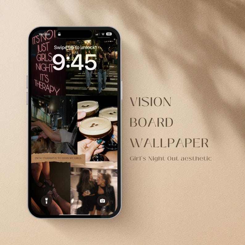 Girl's Night Aesthetic Wallpaper Vision Board - Personalized Phone ...