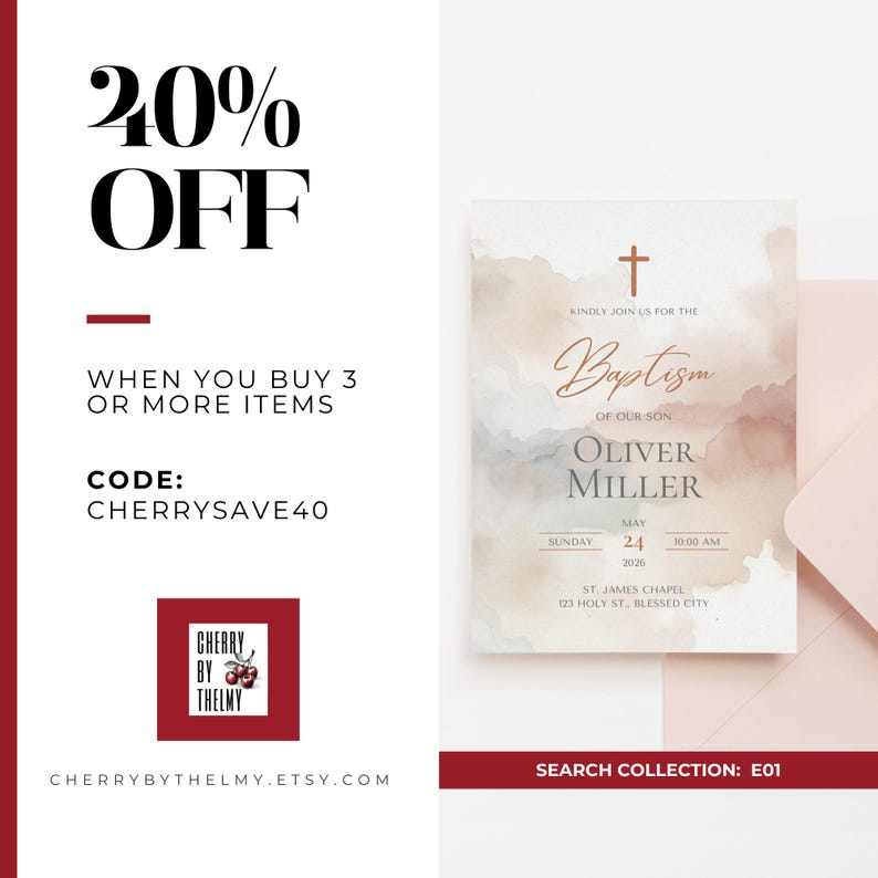 Baptism Favor Tags Canva Template, Square & Circle Labels, Terracotta ...