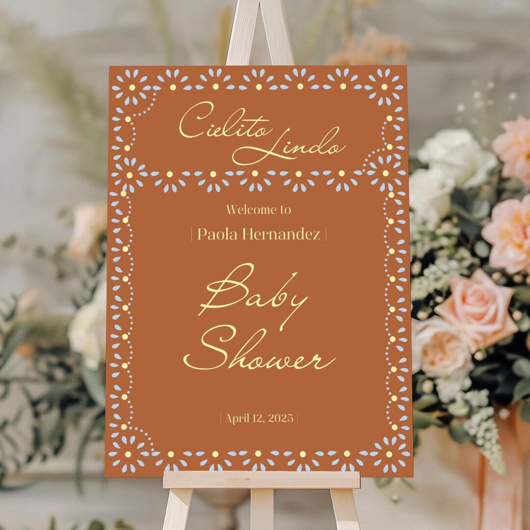 Cielito Lindo Baby Shower Welcome Sign, Mexican Blue Baby Shower Decor ...
