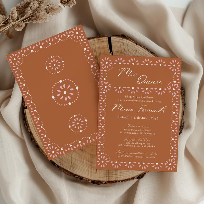 Invitación Quinceañera Terracota y Rosa, Tema Barro Mexicano ...