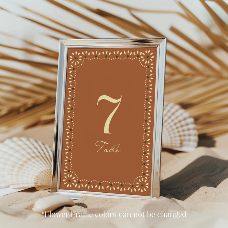Terracota Table Number Signs, Table Setting Template Card, Mexican ...