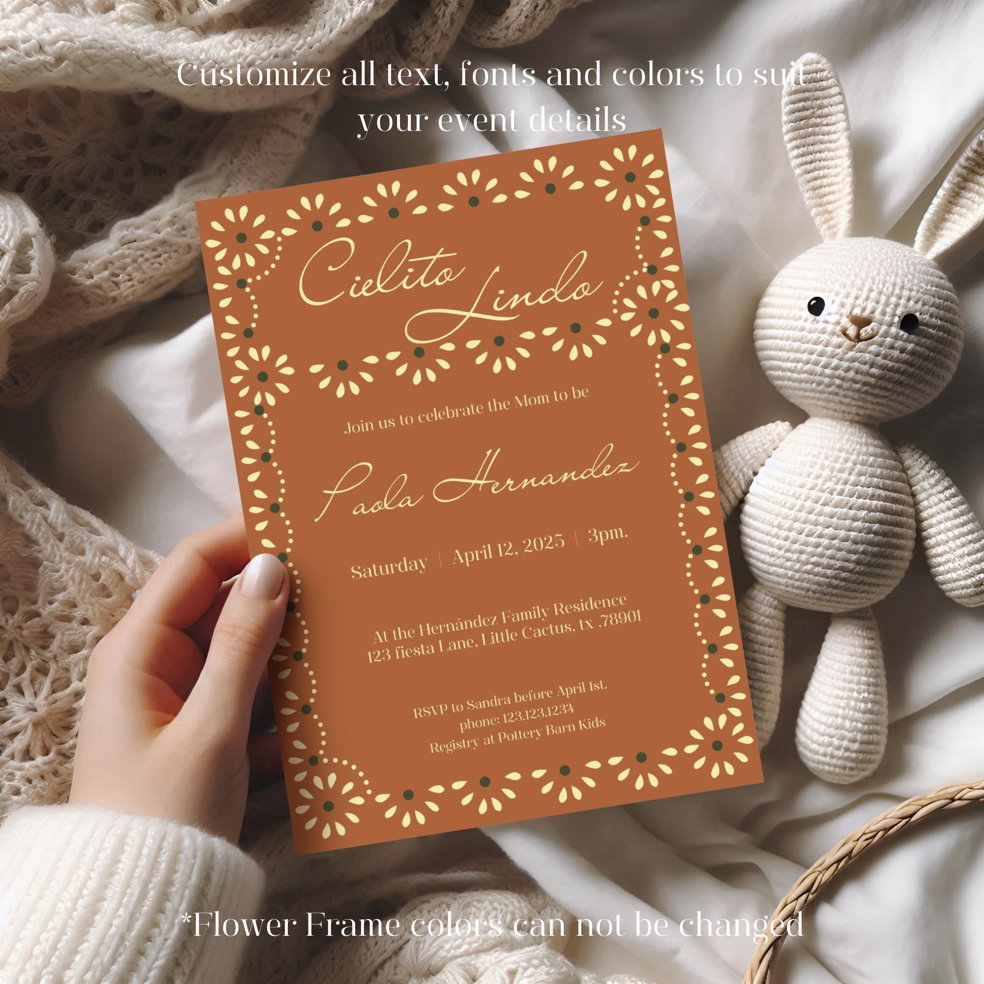 Cielito Lindo Baby Shower Invitation Bundle, Terracota Gender Neutral ...