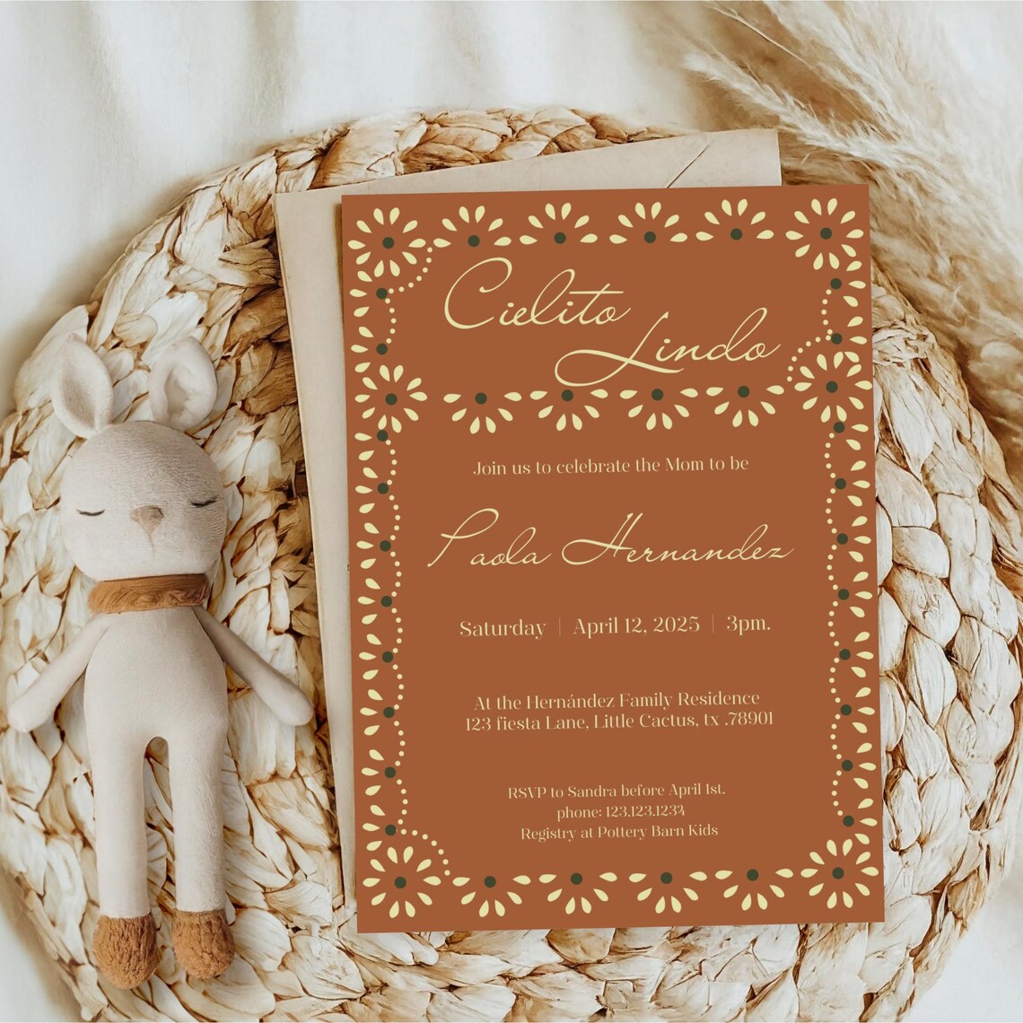 Cielito Lindo Baby Shower Invitation Bundle, Terracota Gender Neutral ...