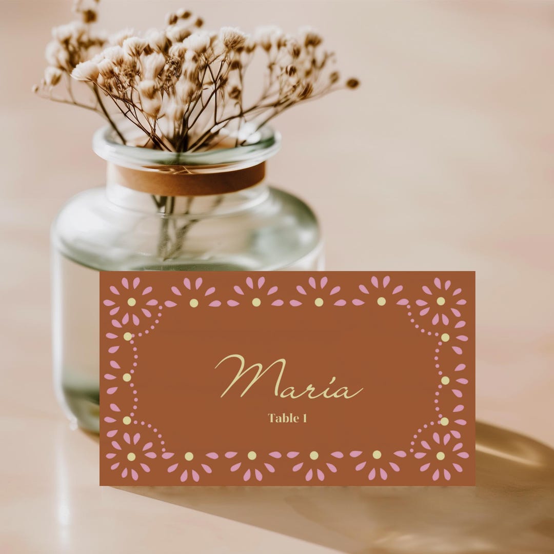 Terracotta and Pink, Place Card Template, Printable Place Card, Mexican ...