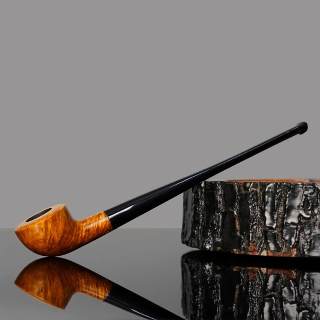 Handmade Briar Tobacco Pipe Straight Handle Polo Pipe With Acrylic Stem ...