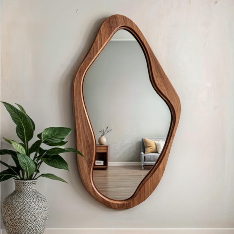 Asymmetrical Wooden Mirror - Etsy