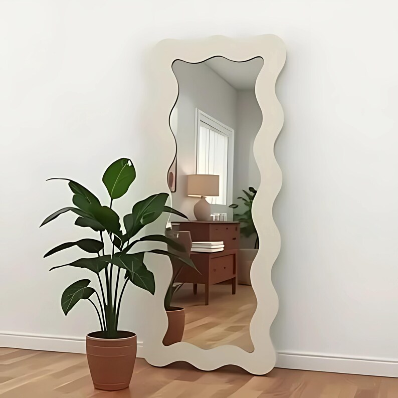 Wavy Full Length Arch Mirror, Wave Frame Full Body Mirror, Curvy Mirror ...