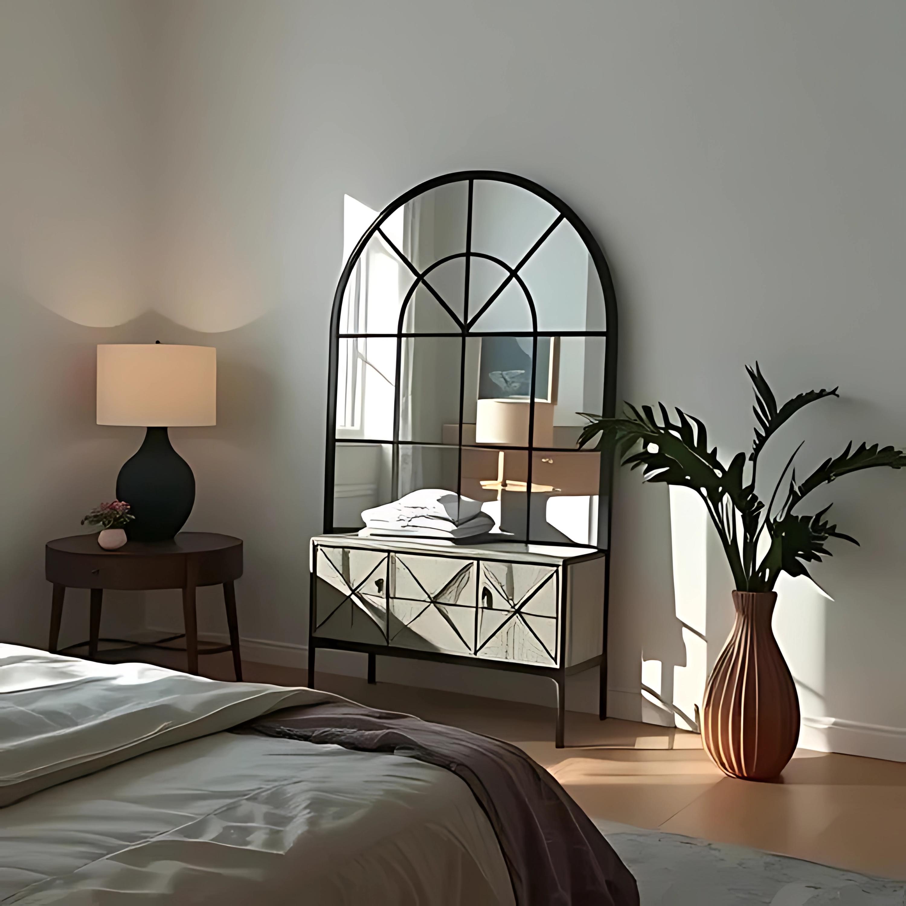 Arched Full Length Mirror, Irregular Full Body Window Mirror, Arched ...